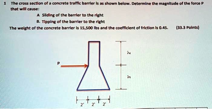 the cross section of concrete traffic barrier is as shown below ...