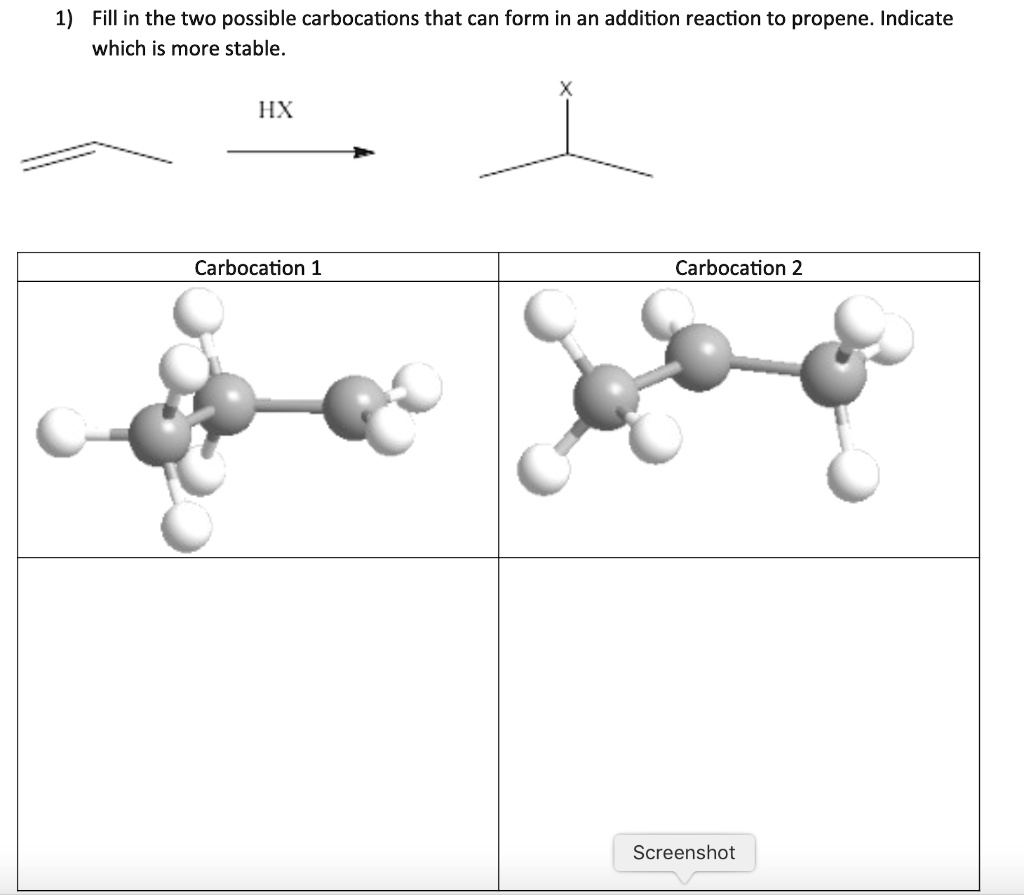 1 fill in the two possible carbocations that can form in an addition ...