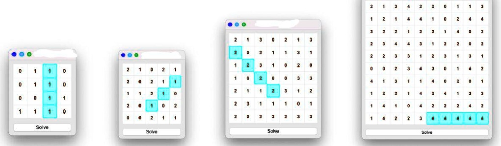 Solved Write A Gui Program That Finds The Longest Consecutive Equal Numbers In A Matrix Stored 6548