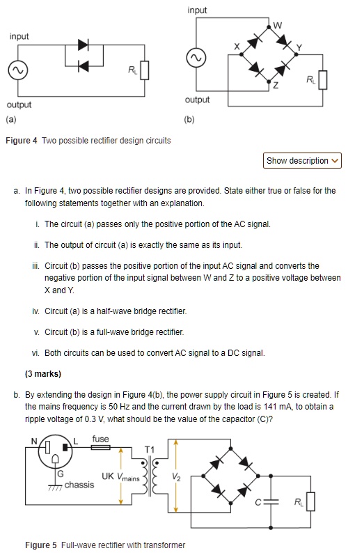 input W input X Y RL RL Z output (a) Figure 4 Two possible rectifier design circuits output (b ...