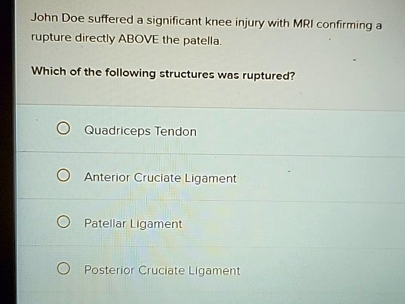 John Doe suffered a significant knee injury with MRI confirming a ...