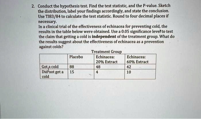 conduct the hypothesis test find the test statistic and the p value ...