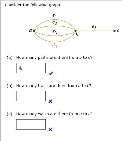 consider the following graph how many paths are there from to c how many trails are there from ...