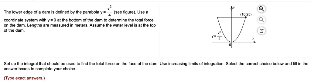 [GET ANSWER] the lower edge of a dam is defined by the parabola y see ...
