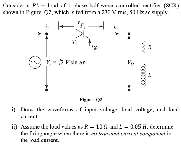 Consider A Rl Load Of 1 Phase Half Wave Controlled Rectifier Scr