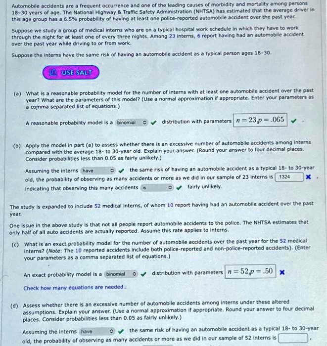 SOLVED: a) What is a reasonable probability model for the number of ...