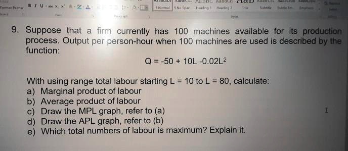 SOLVED: Suppose that a firm currently has 100 machines available for ...