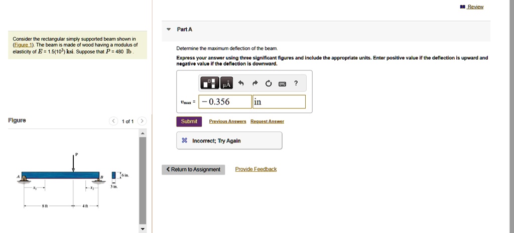 Part A Consider the rectangular simply supported beam shown in (Figure 1). The beam is made of ...