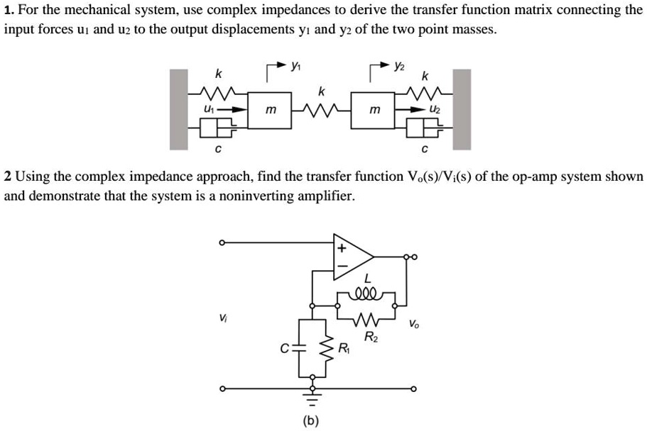 SOLVED: For the mechanical system, use complex impedances to derive the ...
