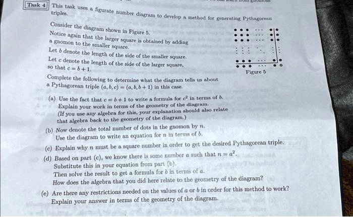 Task 4 This task uses a figurate number diagram to develop a method for generating Pythagorean ...