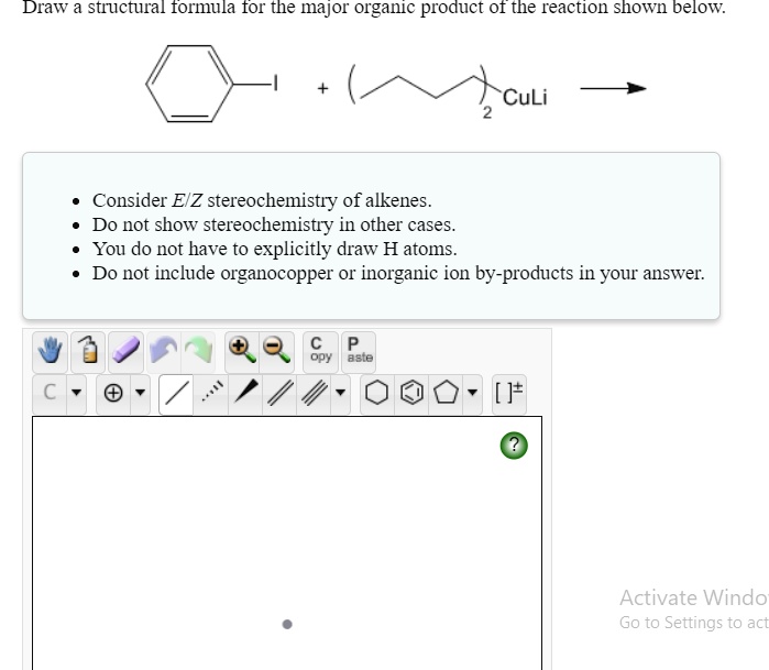 draw structural formula tor the major organic product of the reaction ...