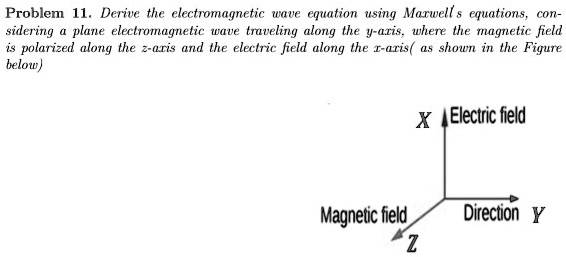 SOLVED: Problem 11. Derive the electromagnetic wave equation using Maxwell's equations ...