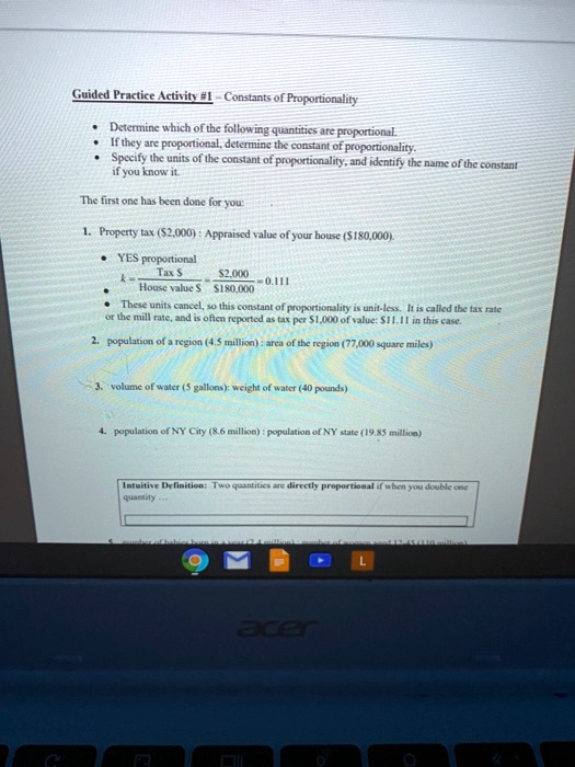 SOLVED: Text: Guided Practice on Constants of Proportionality Determine ...