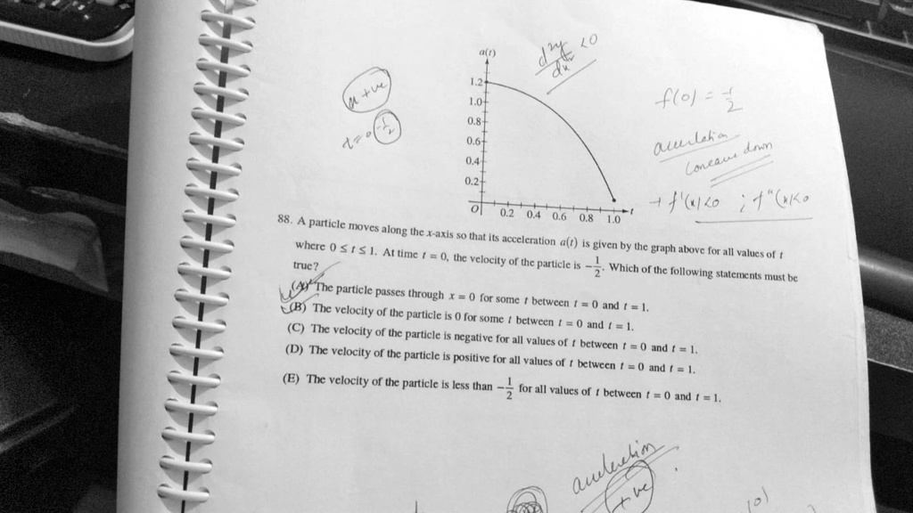 SOLVED: A particle moves along the x-axis so that its acceleration a(t) is given by the graph ...
