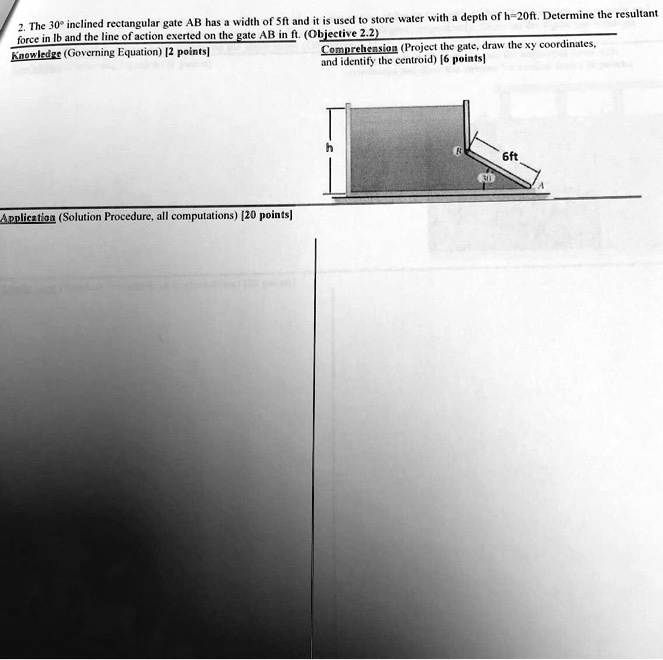 SOLVED: 2. The 30 inclined rectangular gate AB has a width of 5ft and ...