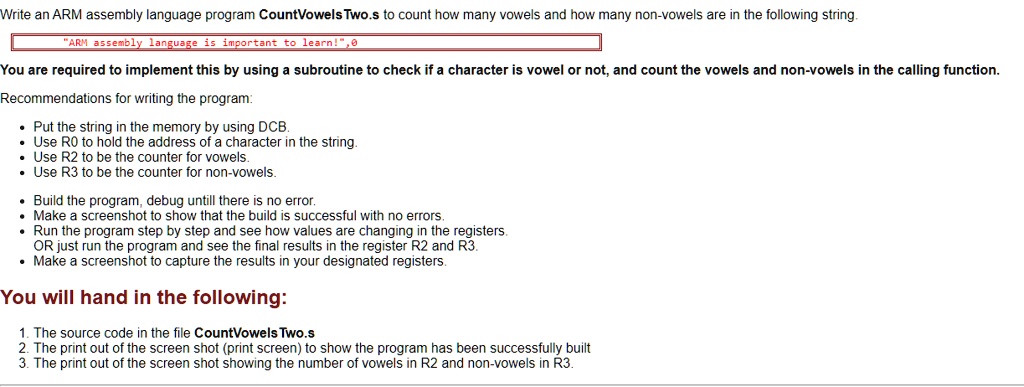 Solved Write An Arm Assembly Language Program Countvowels Twos To Count How Many Vowels And 5788