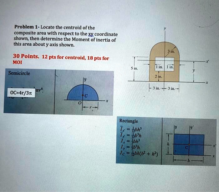 Problem 1- Locate the centroid of the composite area with respect to ...