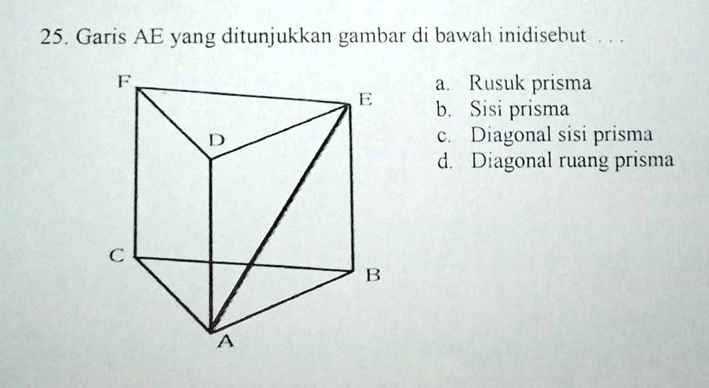 SOLVED: 25. Garis AE yang ditunjukkan gambar di bawah ini disebuta ...