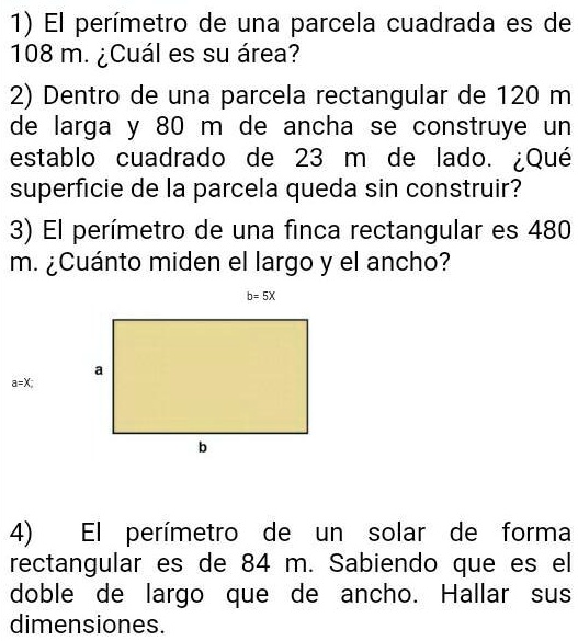 SOLVED: me ayudan con lo que puedan xfa 1) El perímetro de una parcela ...