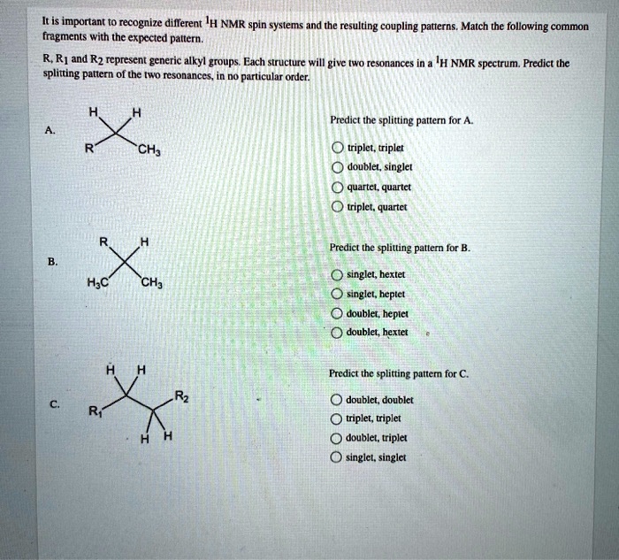 It is important to recognize different ^1H NMR spin systems and the ...