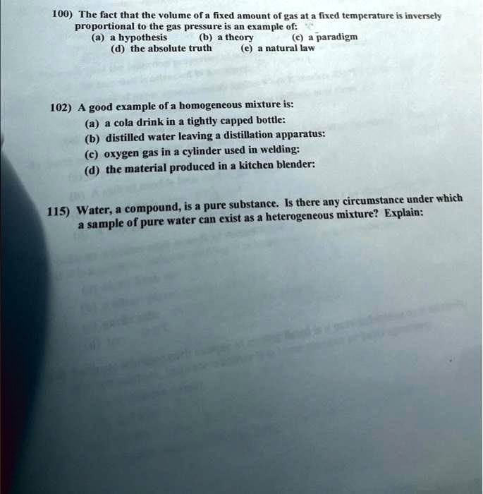 SOLVED: 100 The fact that the volume of a fixed amount of gas at a ...