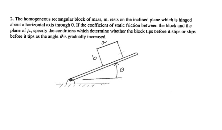2 the homogeneous rectangular block of mass m rests on the inclined ...