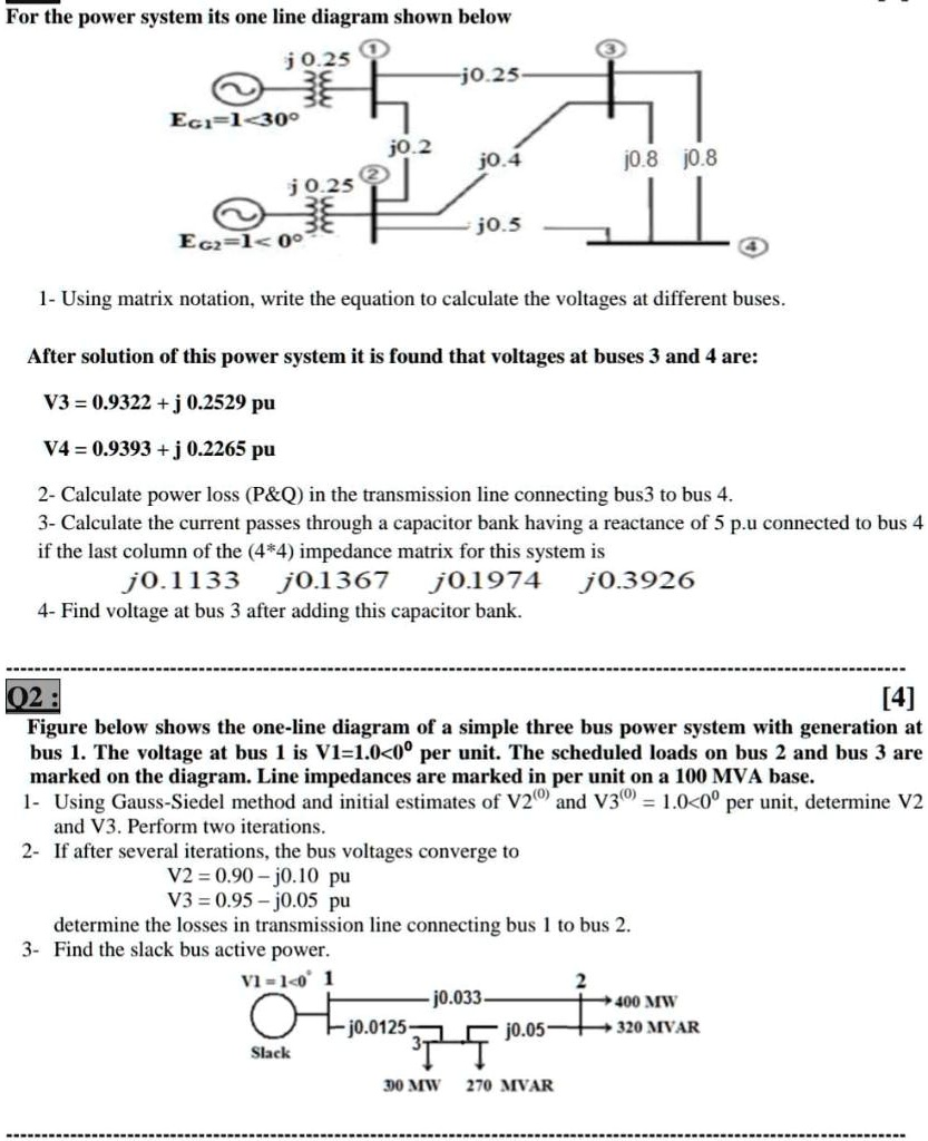 the id 201610369 for the power system its one line diagram shown below ...
