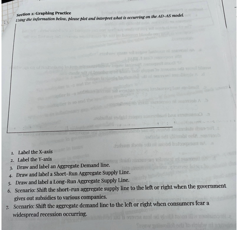 Section 2: Graphing Practice Using the information below, please plot ...