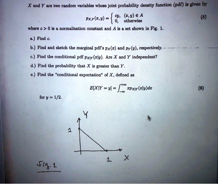 SOLVED:X and Y are two random variables whose joint probability density function (pdf) i8 given ...