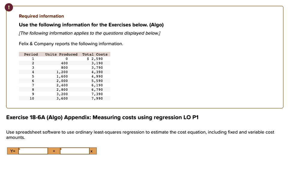 Required Information Use The Following Information For The Exercises Below Algo [the