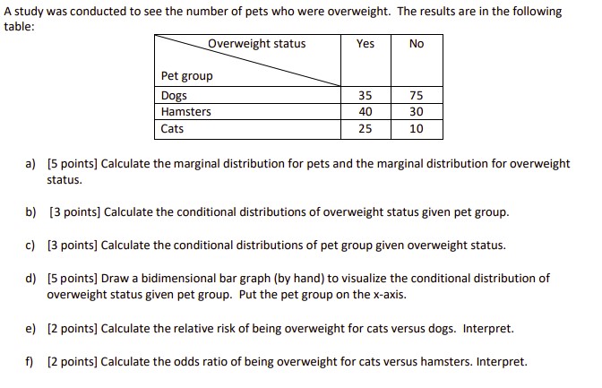 SOLVED: A study was conducted to see the number of pets who were ...