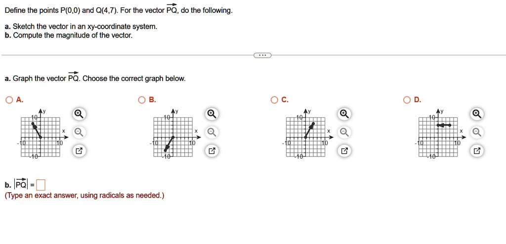 define the points p00 and q47 for the vector pq do the following a ...