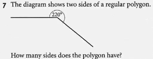 SOLVED: The diagram shows two sides of a regular polygon: 2209 How many ...