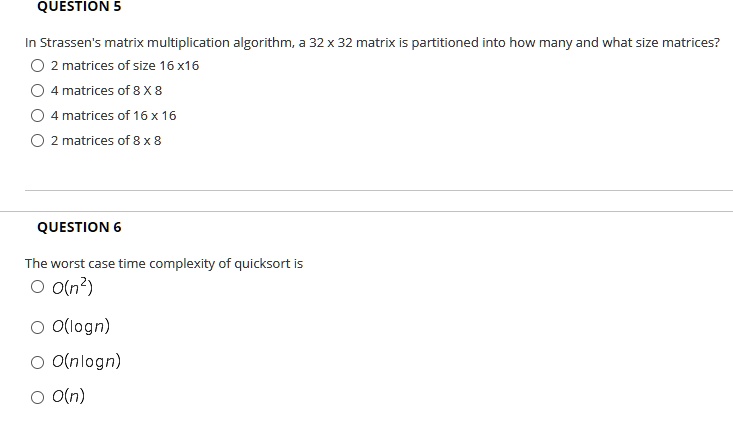 Solved Question 5 In Strassens Matrix Multiplication Algorithm A 32 X 32 Matrix Is 3434