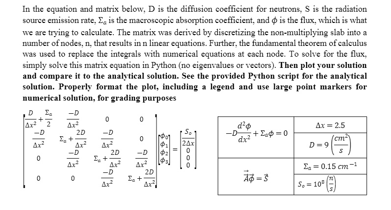 in the equation and matrix below d is the diffusion coefficient for ...