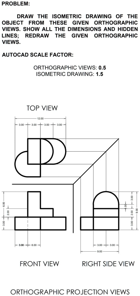 [GET ANSWER] give dwg file of this redraw the given orthographic below with dimension line ...