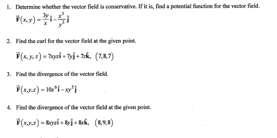 SOLVED:Determine whether the vector field is conservative. If it is, find a potential function ...