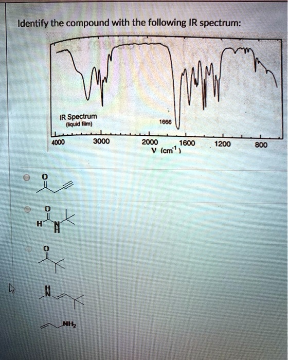 SOLVED: Identify the compound with the following IR spectrum: IR ...