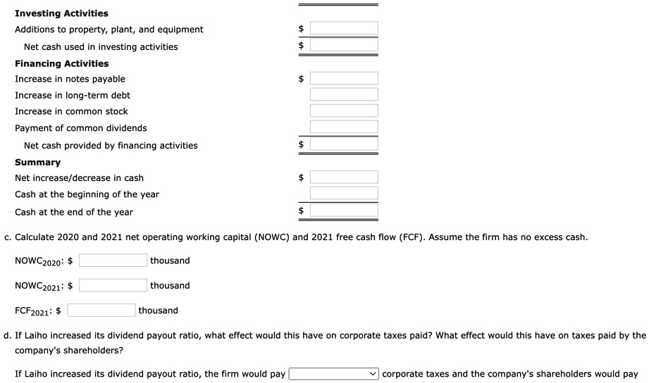 SOLVED: Excel Activity: Financial Statements, Cash Flow, and Taxes ...