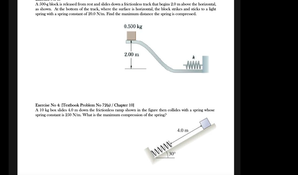 SOLVED: A 500-g block is released from rest and slides down a ...