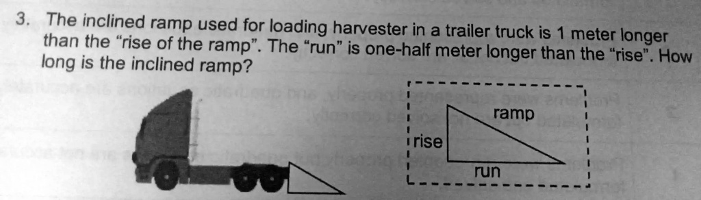 SOLVED: 3 The inclined ramp used for loading harvester in a trailer ...