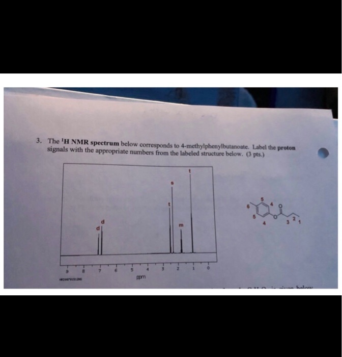 SOLVED: The 'H NMR spectrum below shows signals that correspond to 4-methylphenylbutanoate ...