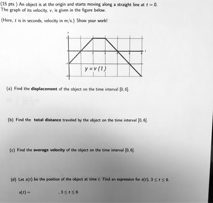 15 pts an object is at the origin and starts moving along straight line at t 0 the graph of its ...