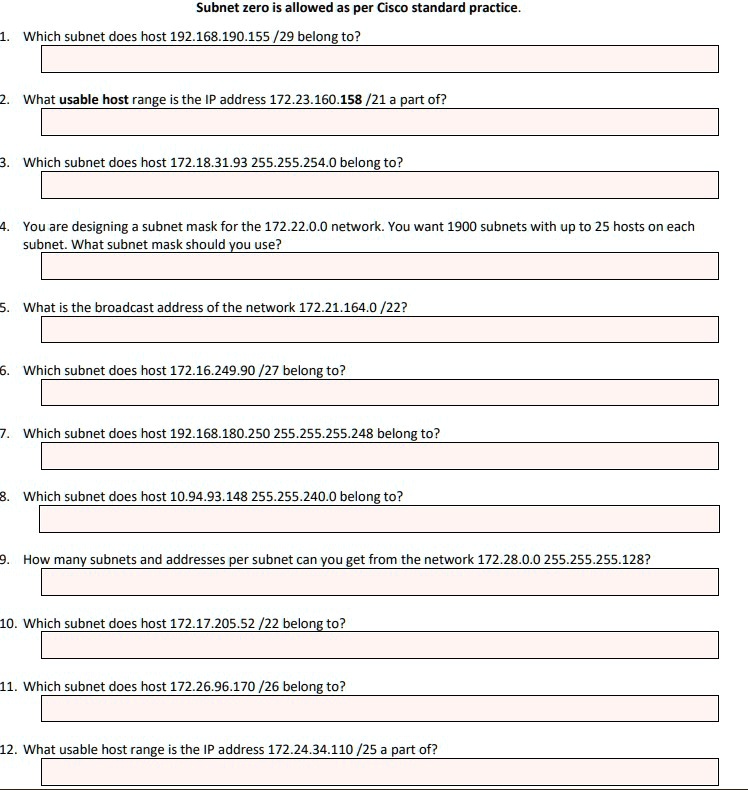 subnetting subnet zero is allowed as per cisco standard practice which ...