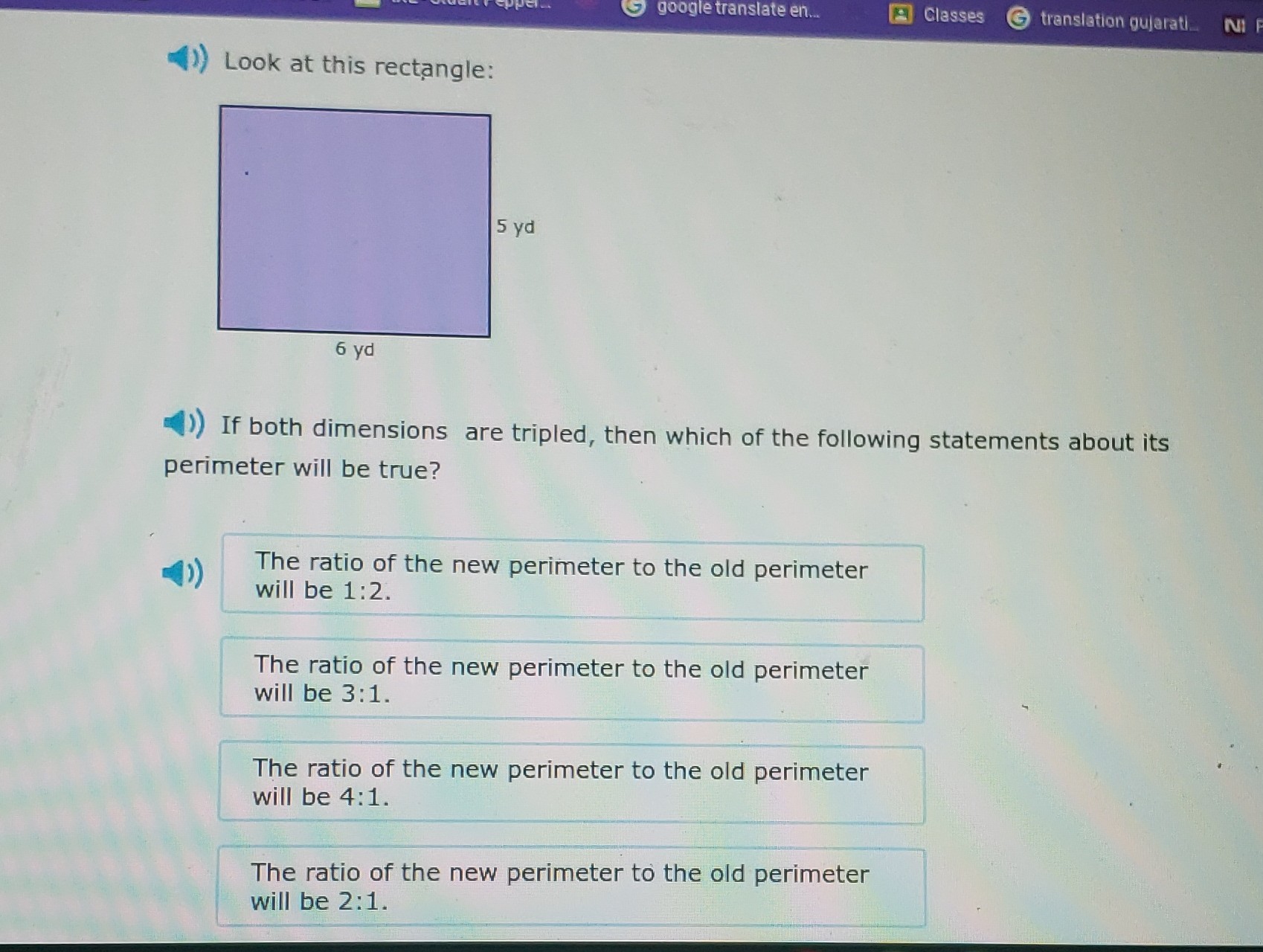 SOLVED: 1)) Look at this rectangle: 1) If both dimensions are tripled, then which of the ...