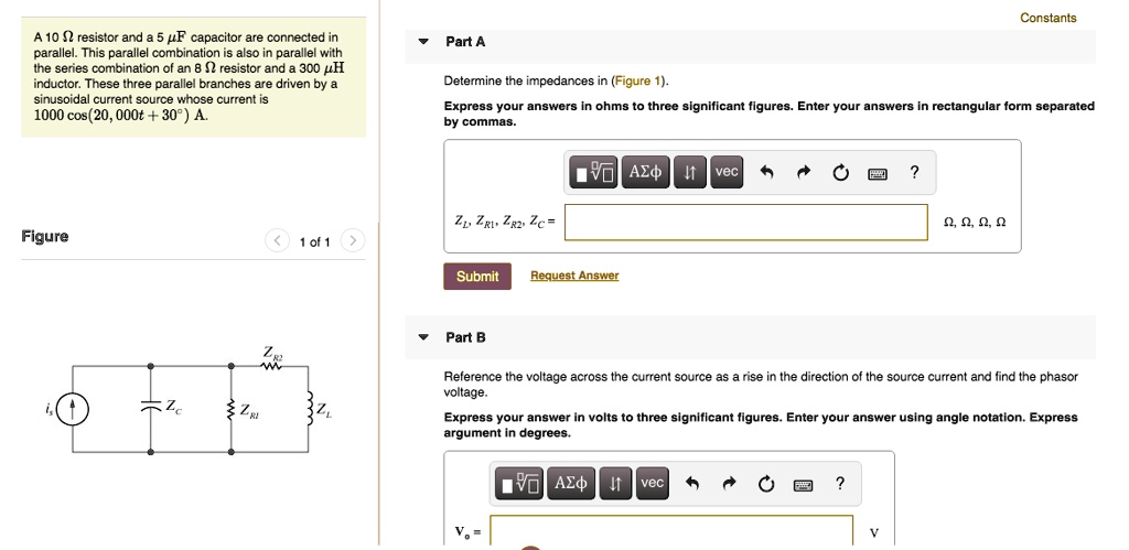 SOLVED: Text: Constants A 10 Î© resistor and a 5 Î¼F capacitor are connected in parallel. This ...