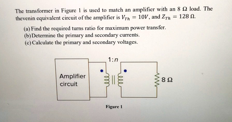 SOLVED: The transformer in Figure 1 is used to match an amplifier with ...