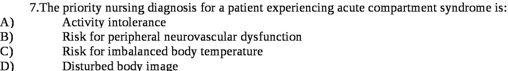 SOLVED: The priority nursing diagnosis for a patient experiencing acute ...