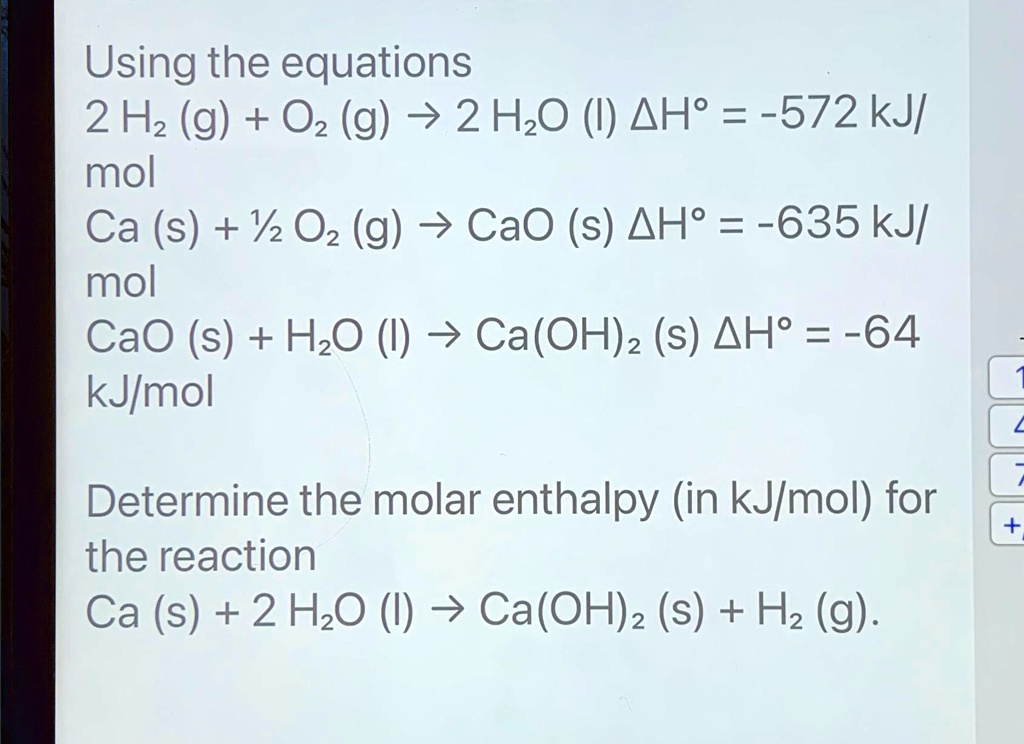 SOLVED: Using the equations 2H(2)(g)+O(2)(g)->2H(2)O(I)Delta Hdeg ...