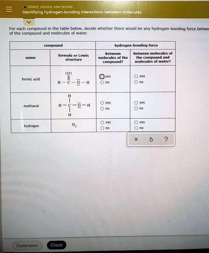 SOLVED: GaSes LIQUIDS AND SOLIDS Identifying hydrogen-bonding ...